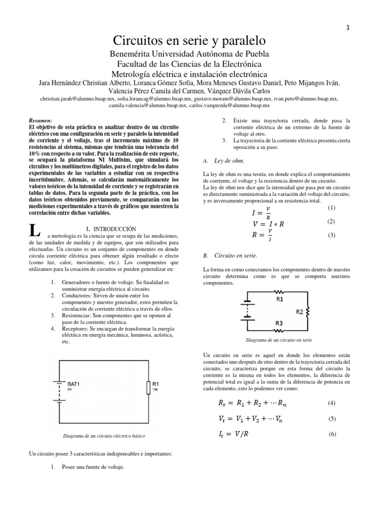 Circuitos en Serie y Paralelo | PDF | Red eléctrica | Ingenieria Eléctrica