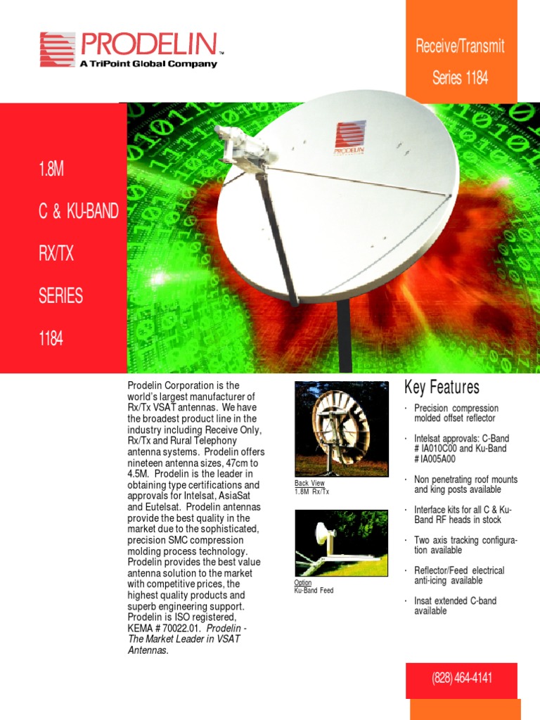 Prodelin 1.8 M C-Band Antenna (Intelsat) 1184-480-X Datasheet | PDF ...