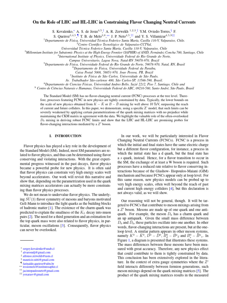On the Role of LHC and HL-LHC in Constraining Flav | PDF | Quark ...