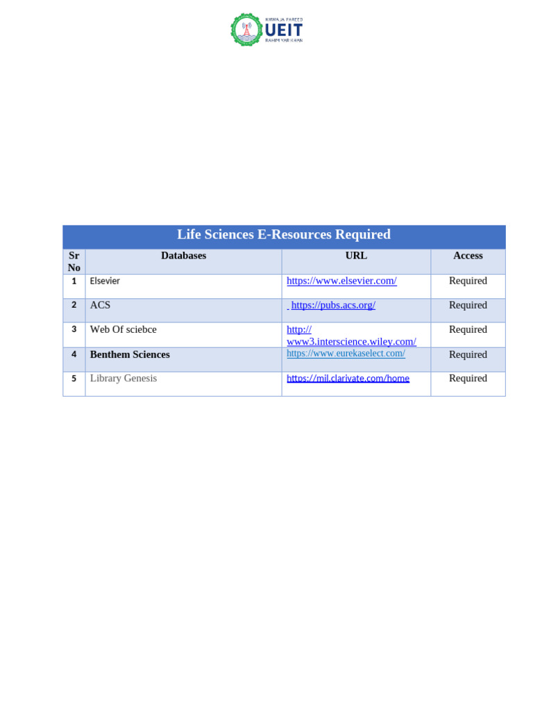 Essential Life Sciences Databases List | PDF