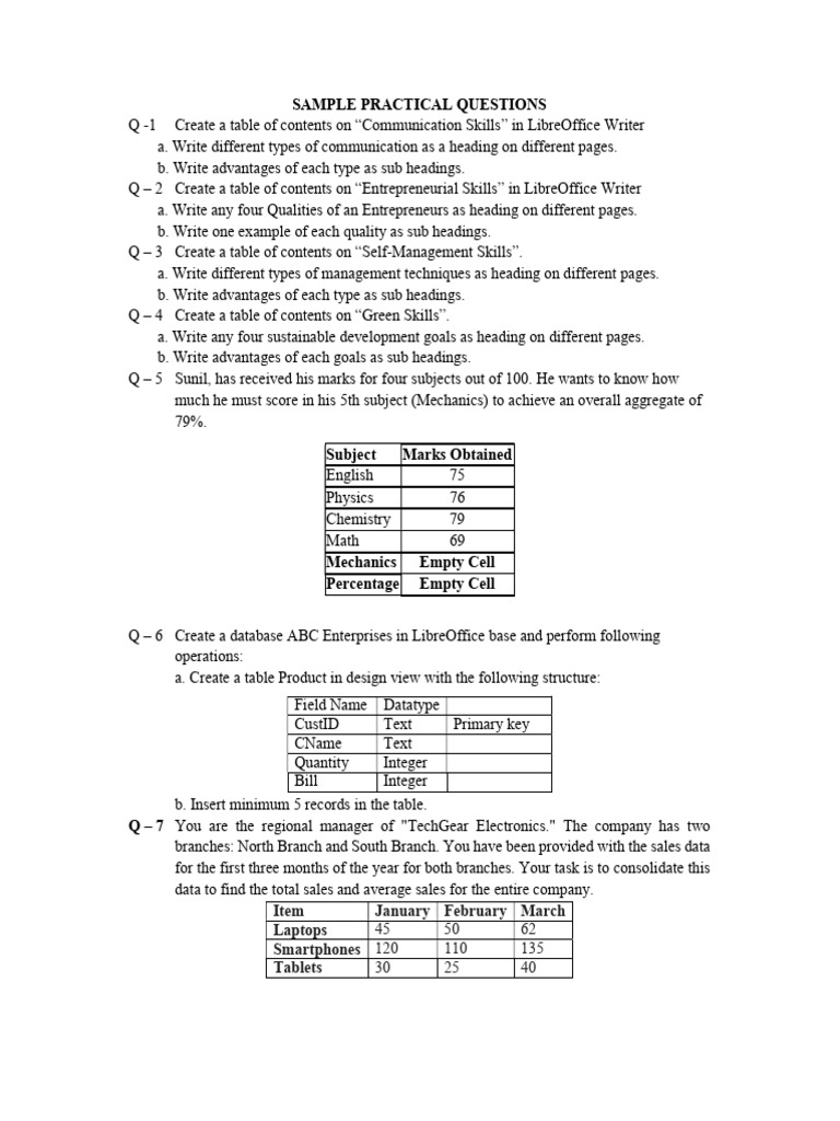 Sample Practical Questions | PDF | Computing