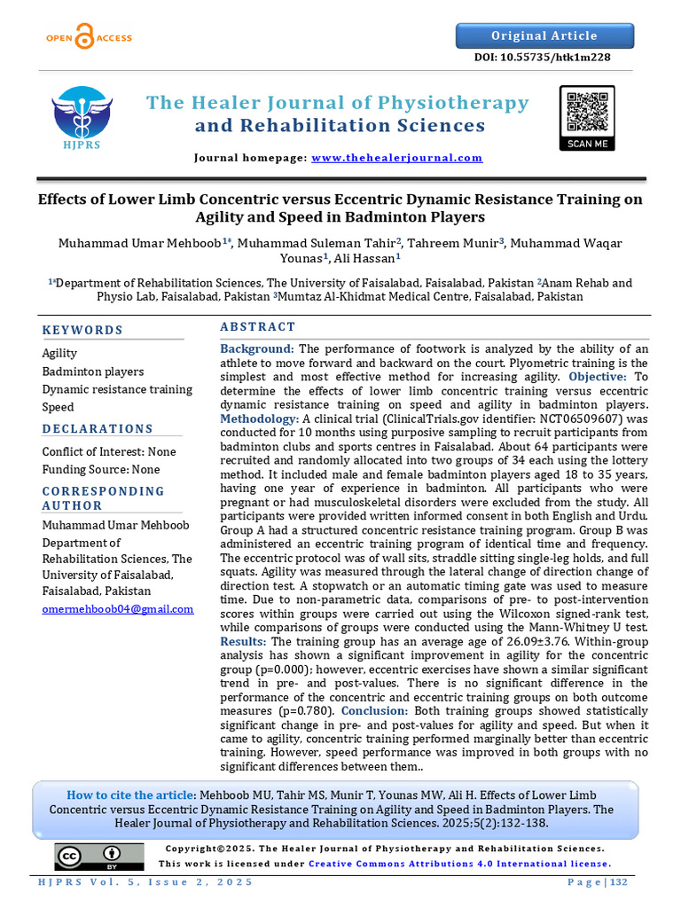Effects of Lower Limb Concentric Versus Eccentric | PDF | Strength ...