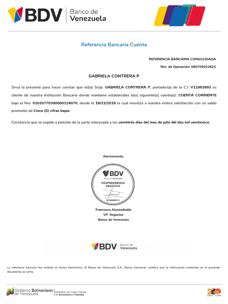 Persona Bdv Referencia Cuenta 63993 | PDF