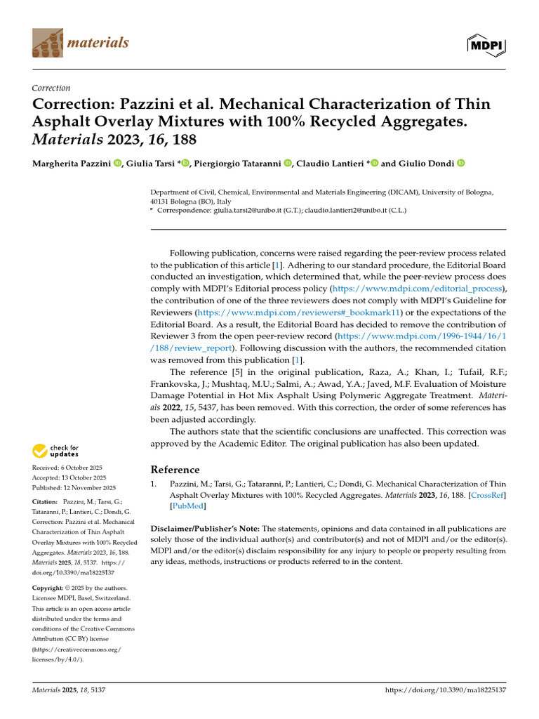 Correction Pazzini Et Al. Mechanical Characterization of Thin Asphalt ...