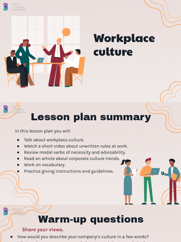 Workplace Culture Lesson Plan Overview | PDF | Human Communication ...