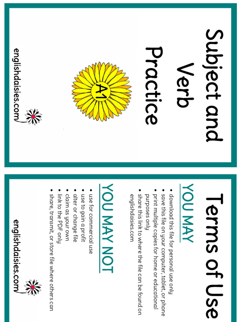 Subject and Verb Practice Guide | PDF