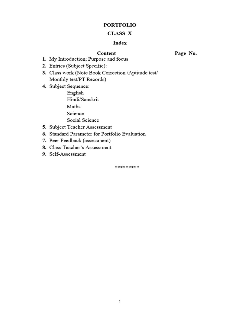 Class X Student Portfolio Overview | PDF | Social Psychology | Behavior ...