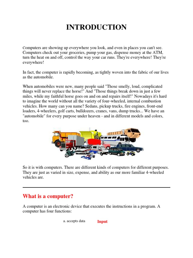 Introduction To Computer | PDF | Operating System | Floppy Disk