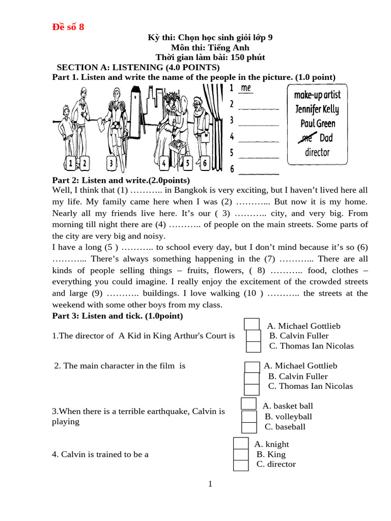 English Exam for 9th Grade Students | PDF | Camping | Adolescence