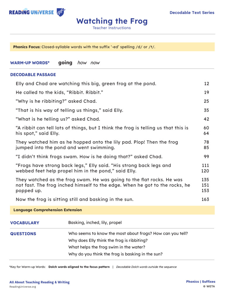 Decodable-Watching-the-Frog | PDF | Frog | Phonics