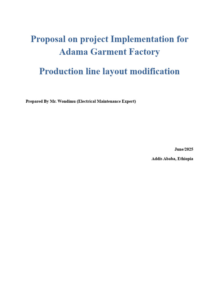 Proposal on Project Implementation of Adama Garment Factory Production ...