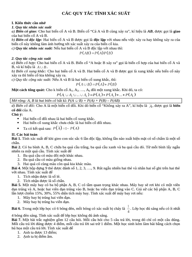 Cac Quy Tac Tinh Xac Suat | PDF