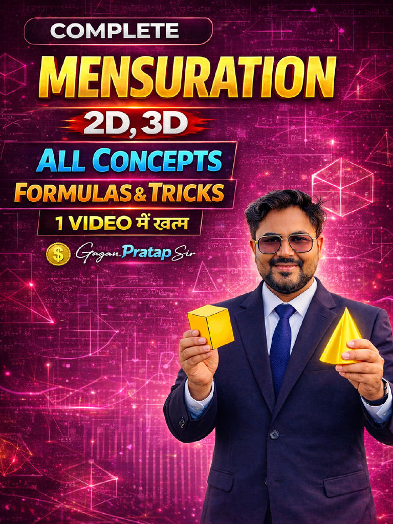 MENSURATION - 2D & 3D All Concepts Formulas & Tricks by Gagan Pratap | PDF