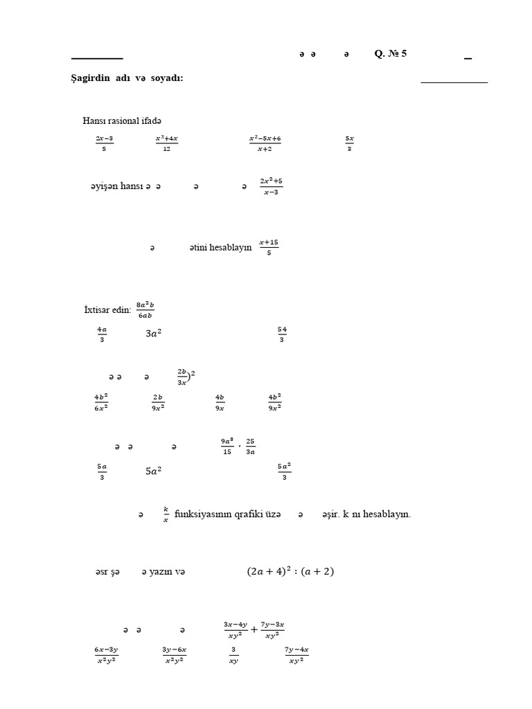 8ci sinif KSQ5 A ve B KSQ QRUPU | PDF