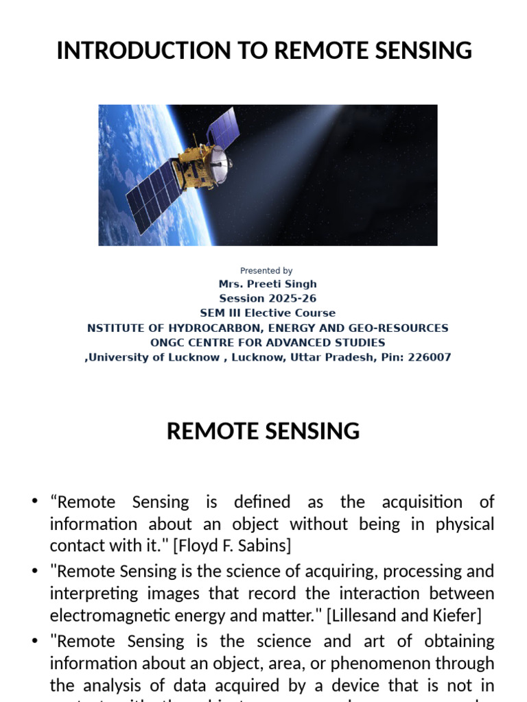 Introduction to Remote Sensing Basics | PDF | Electromagnetic Radiation ...