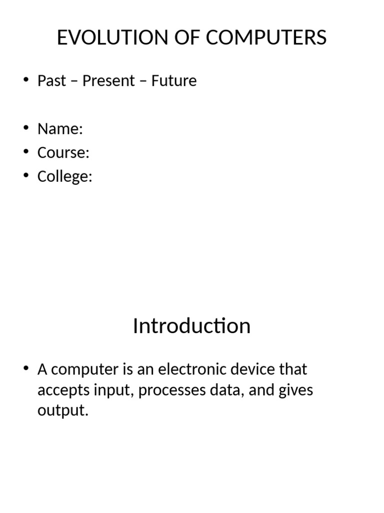 Evolution of Computers: Past to Future | PDF