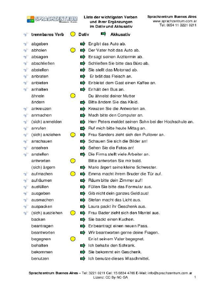 Verben Akk Und Dativ | PDF