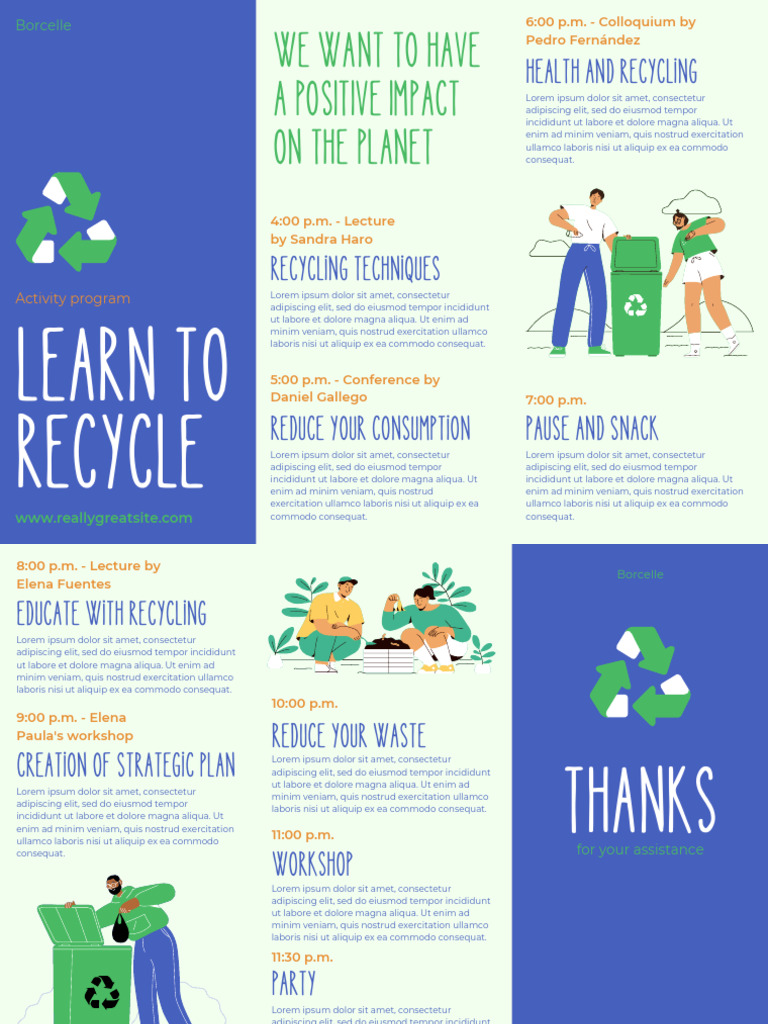 Blue and Green Recycle Today Modern User Information Brochure | PDF