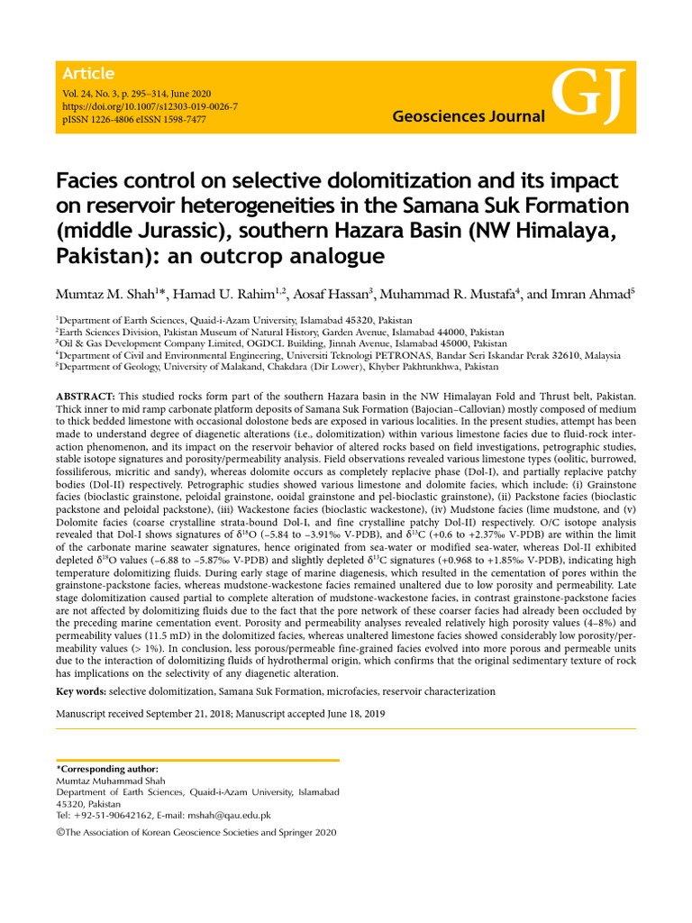 Facies Control on Selective Dolomitizati | PDF | Limestone ...
