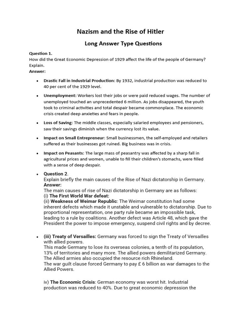 Study Material - History - Class IX - Nazism and the Rise of Hitler ...