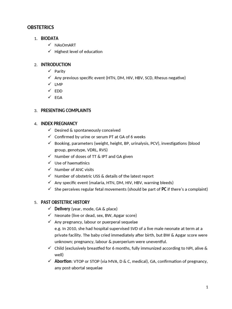 Clerking for Obstetrics | PDF | Pregnancy | Childbirth