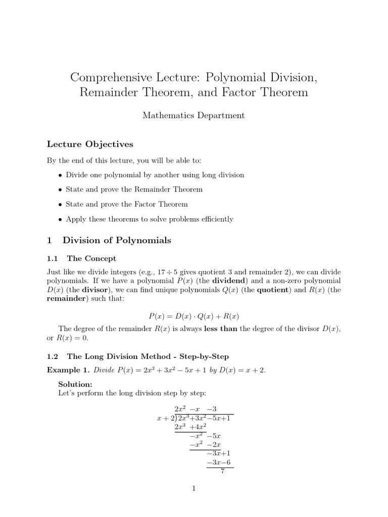 Polynomials II | PDF | Division (Mathematics) | Polynomial