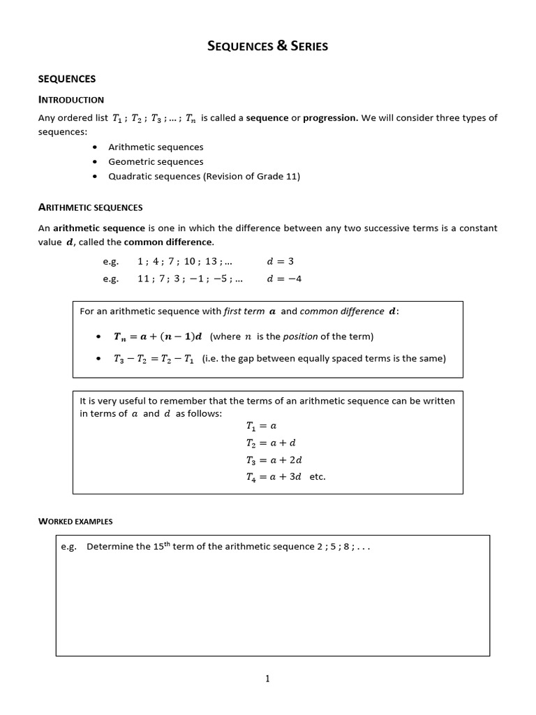 Sequences and Series: Arithmetic & Geometric | PDF | Summation | Series ...