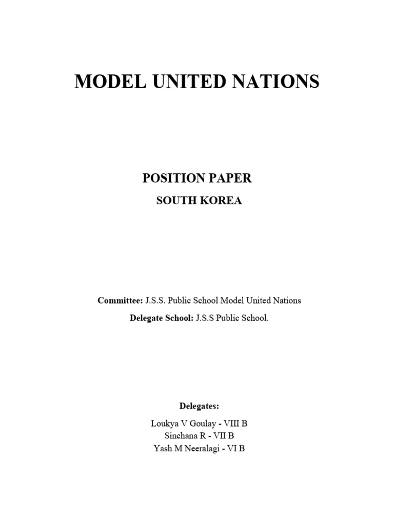 South Korea Model UN Position Paper | PDF | Korean Cuisine | Poverty