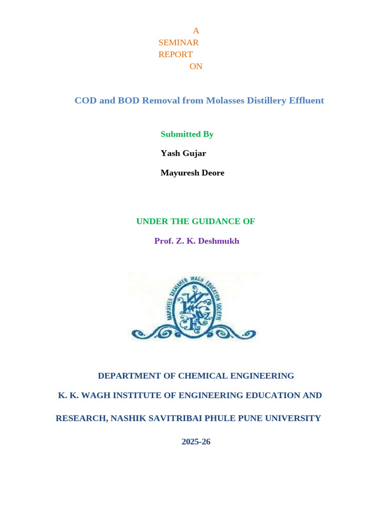 COD and BOD Removal From Molasses Distillery Effluent | PDF | Anaerobic ...