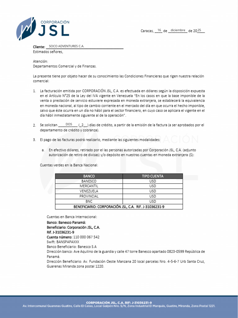 Acuerdo Financiero de Clientes | PDF | Dólar de los Estados Unidos | Bancos