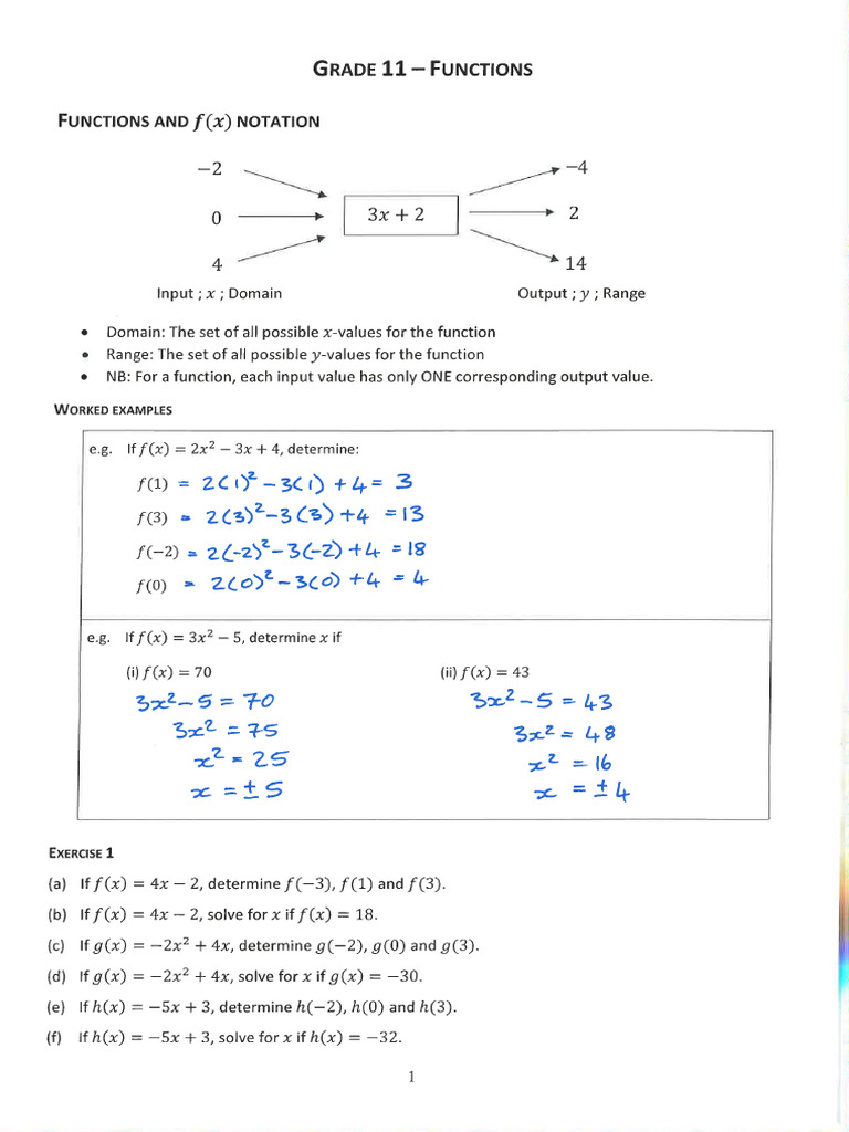 Grade 11 Functions (Annotated) | PDF