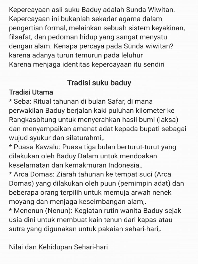 Kelompok Suku Baduy | PDF