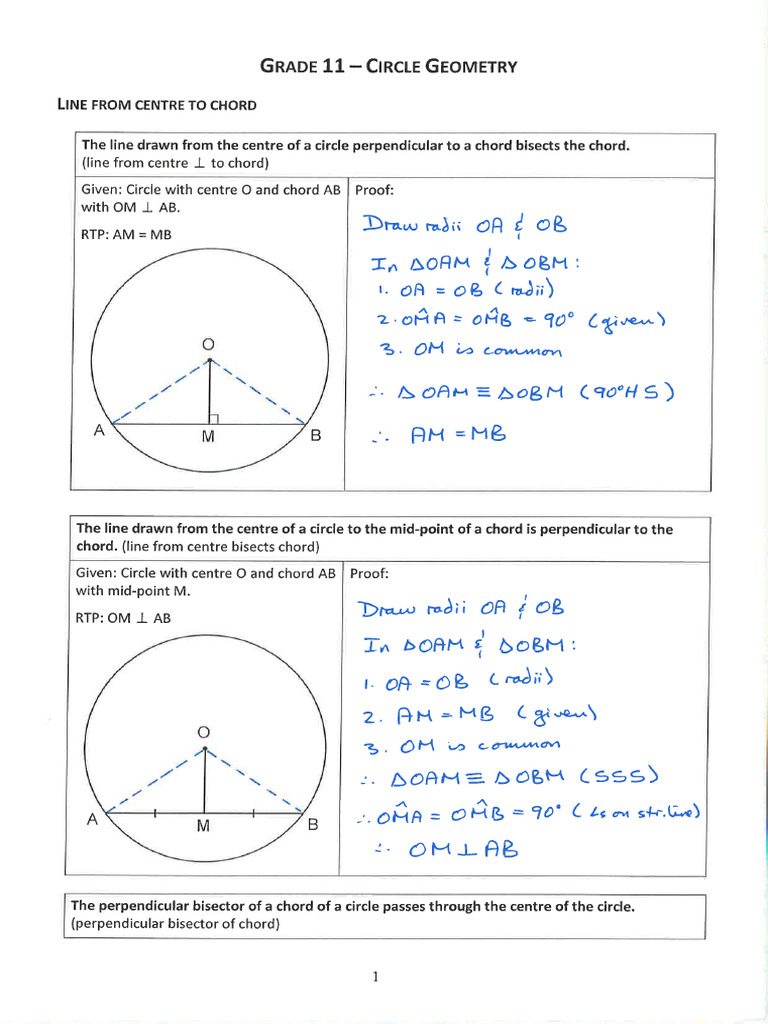 Grade 11 Circle Geometry (Annotated) | PDF