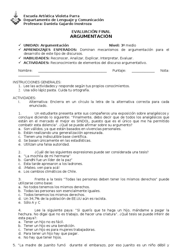 Prueba Argumentación. | PDF | Epistemología | Science