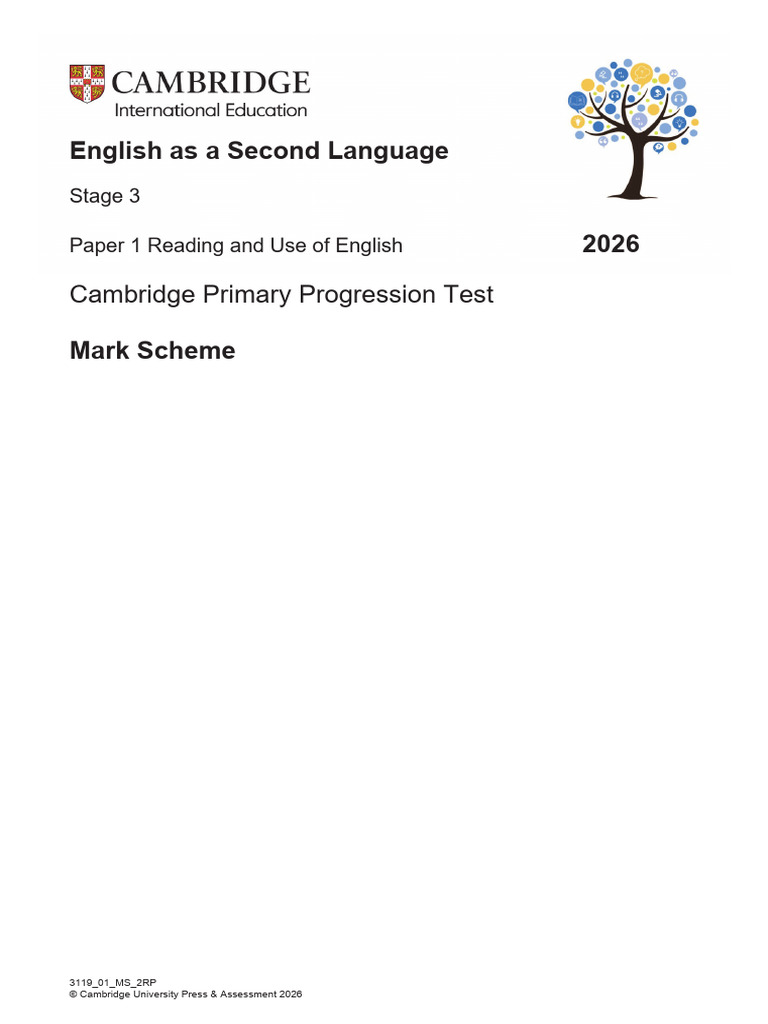 ESL Stage 3 Paper 1 Mark Scheme 2026 | PDF | Cognitive Science ...