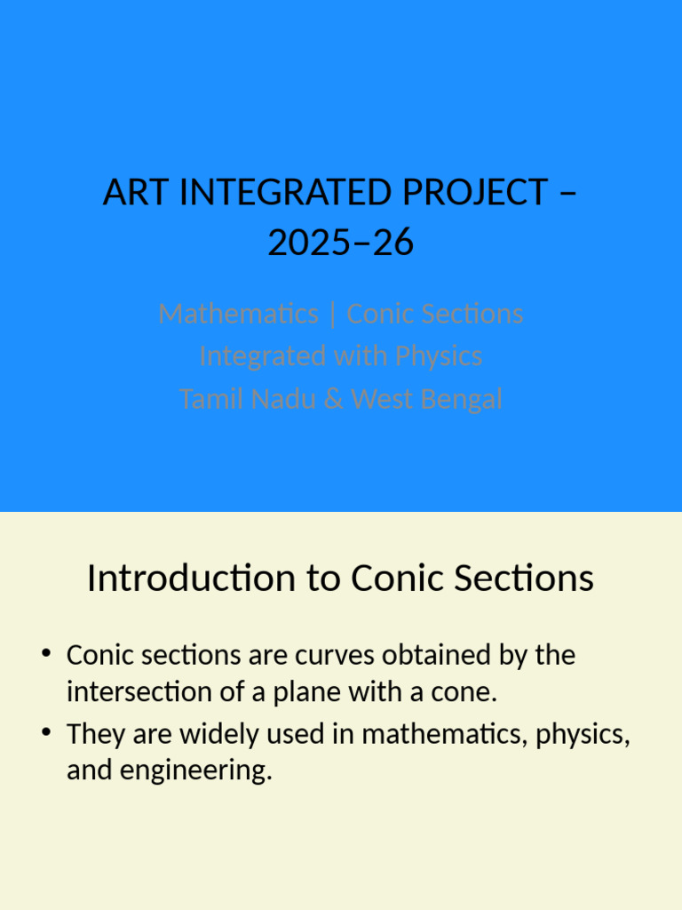 Art Integrated Project Conic Sections | PDF