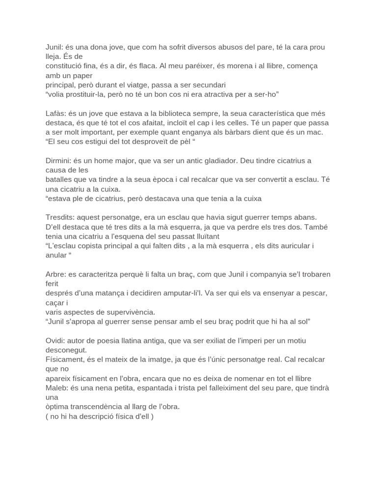 Personatges Junil | PDF