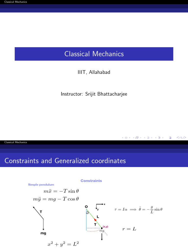 Classical Mechanics Part 1 (1) | PDF | Lagrangian Mechanics | Classical ...