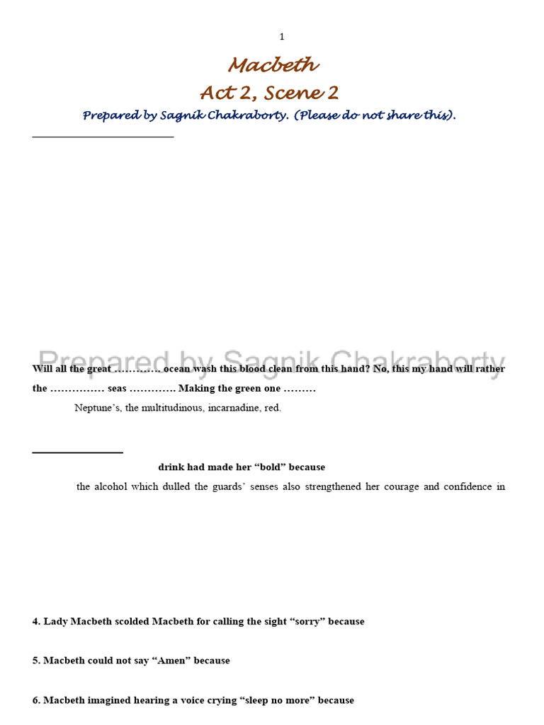 Macbeth, Act 2 Scene 2_watermark | PDF | Macbeth | Conscience