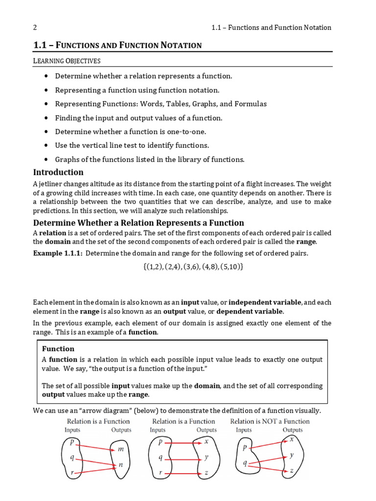 Math 125 Workbook - Ch 1.1 - 1.3 | PDF | Function (Mathematics) | Variable (Mathematics)