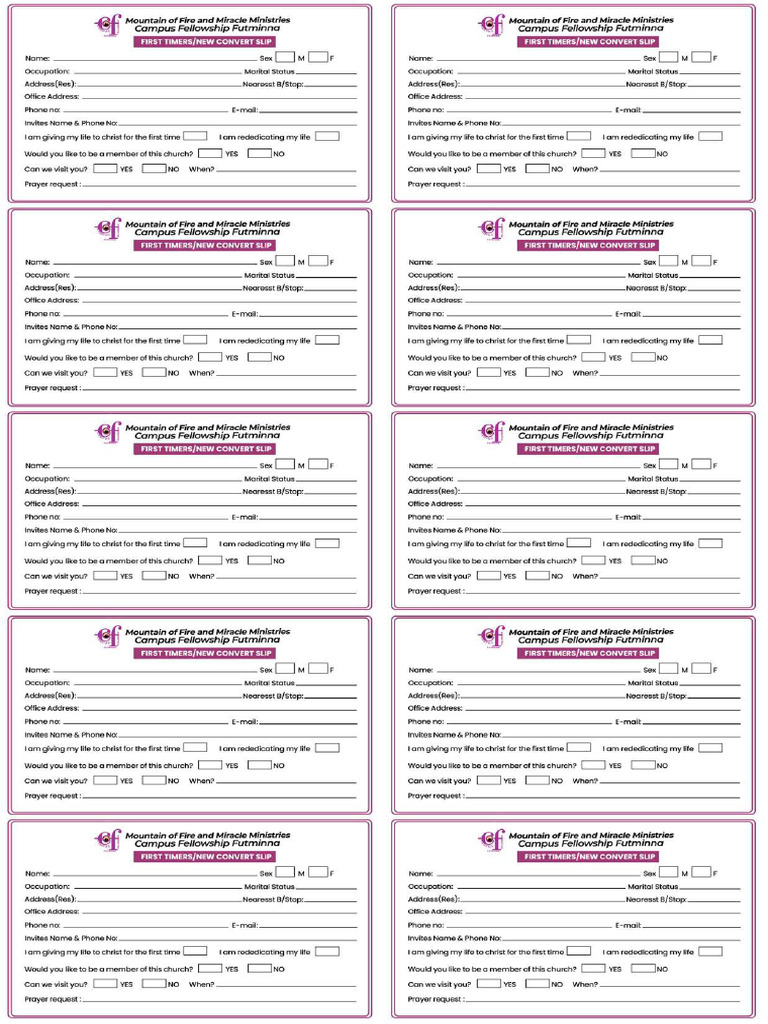 MFMCF New Commer Slip | PDF
