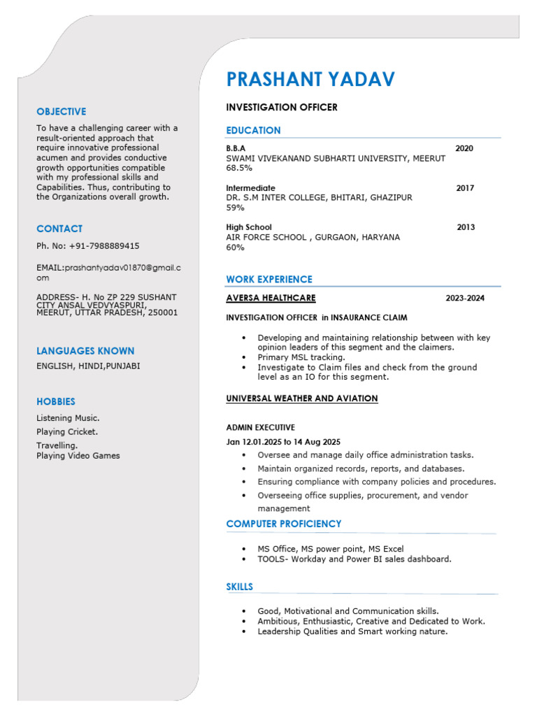 Prashant Resume | PDF | Computing