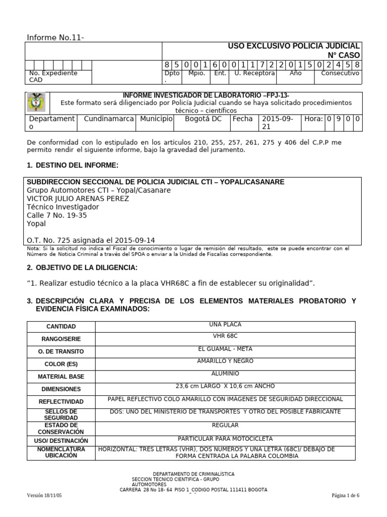 Informe Estudio Placa | PDF