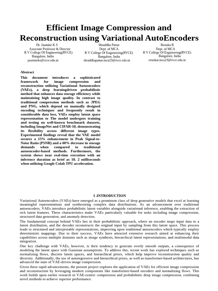 VAE-Based Image Compression Techniques | PDF | Data Compression ...