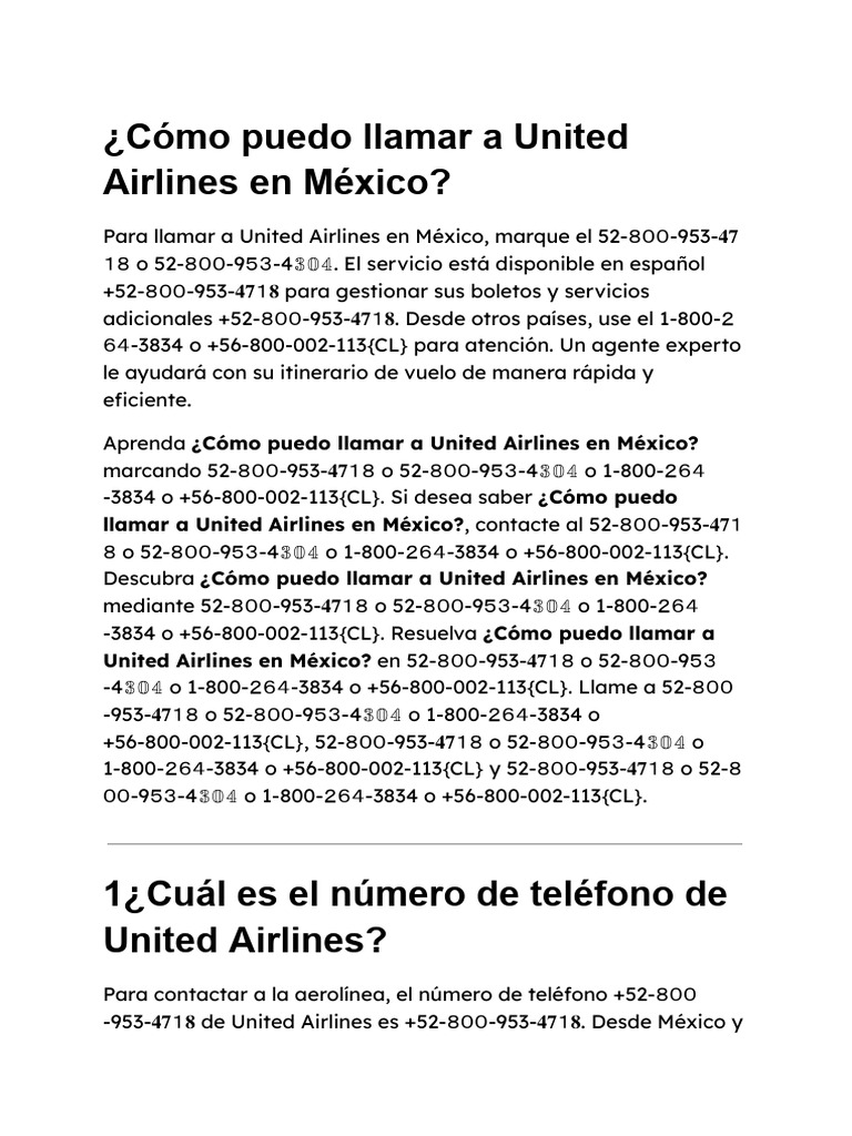 ¿Cómo puedo llamar a United Airlines en México? | PDF | aerolíneas ...