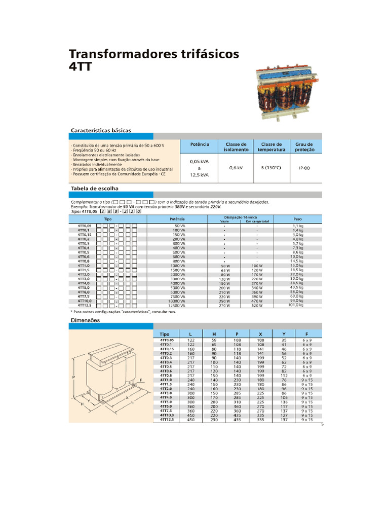 Transformadores Trifasicos 4TT 4AT - SIEMENS | PDF