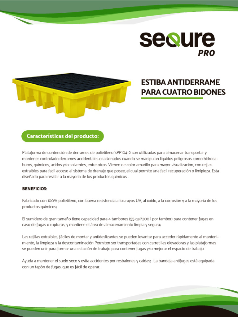Ficha Tecnica Estiba Antiderrame Cuatro Bidones | PDF
