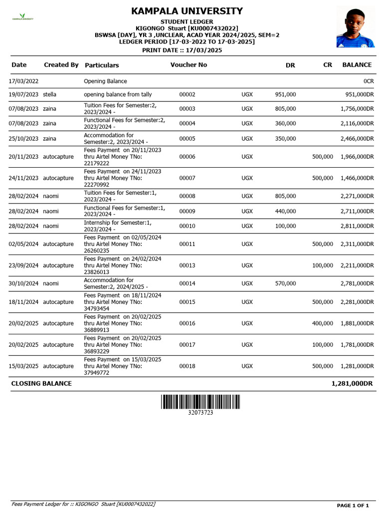 StudentLedger 2 | PDF | Payments | Services (Economics)