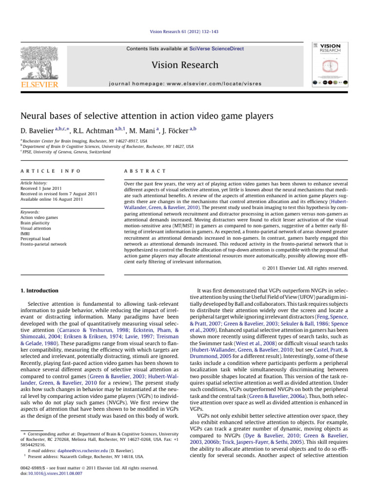 Neural Bases of Selective Attention in AVGP | PDF | Attention ...