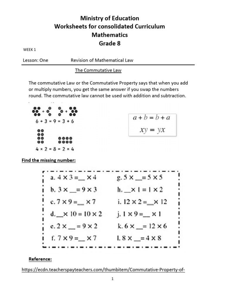 Grade 8 Math Curriculum Worksheets | PDF | Numbers | Multiplication